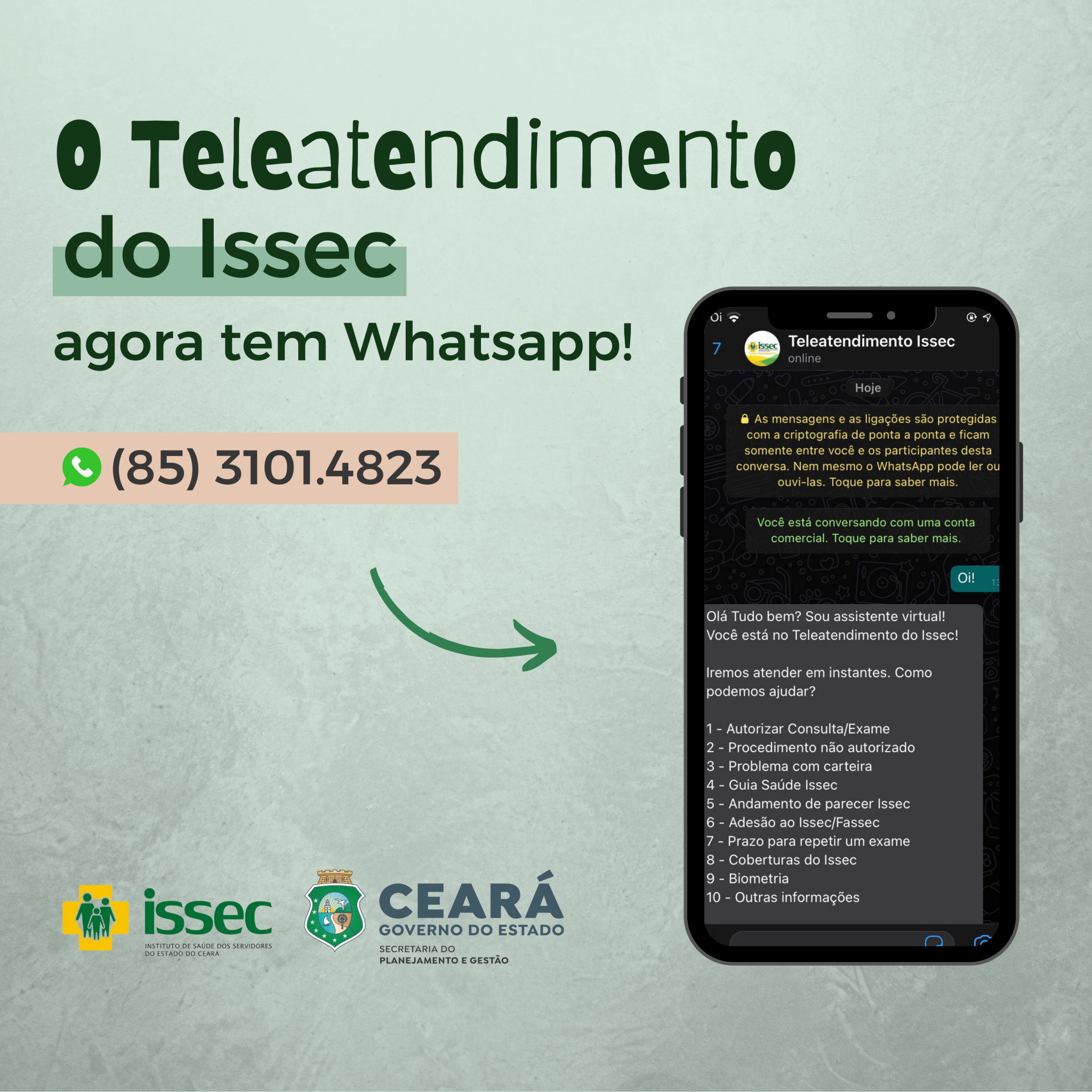 O Teleatendimento do Issec agora tem WhatsApp - Instituto de Saúde dos ...
